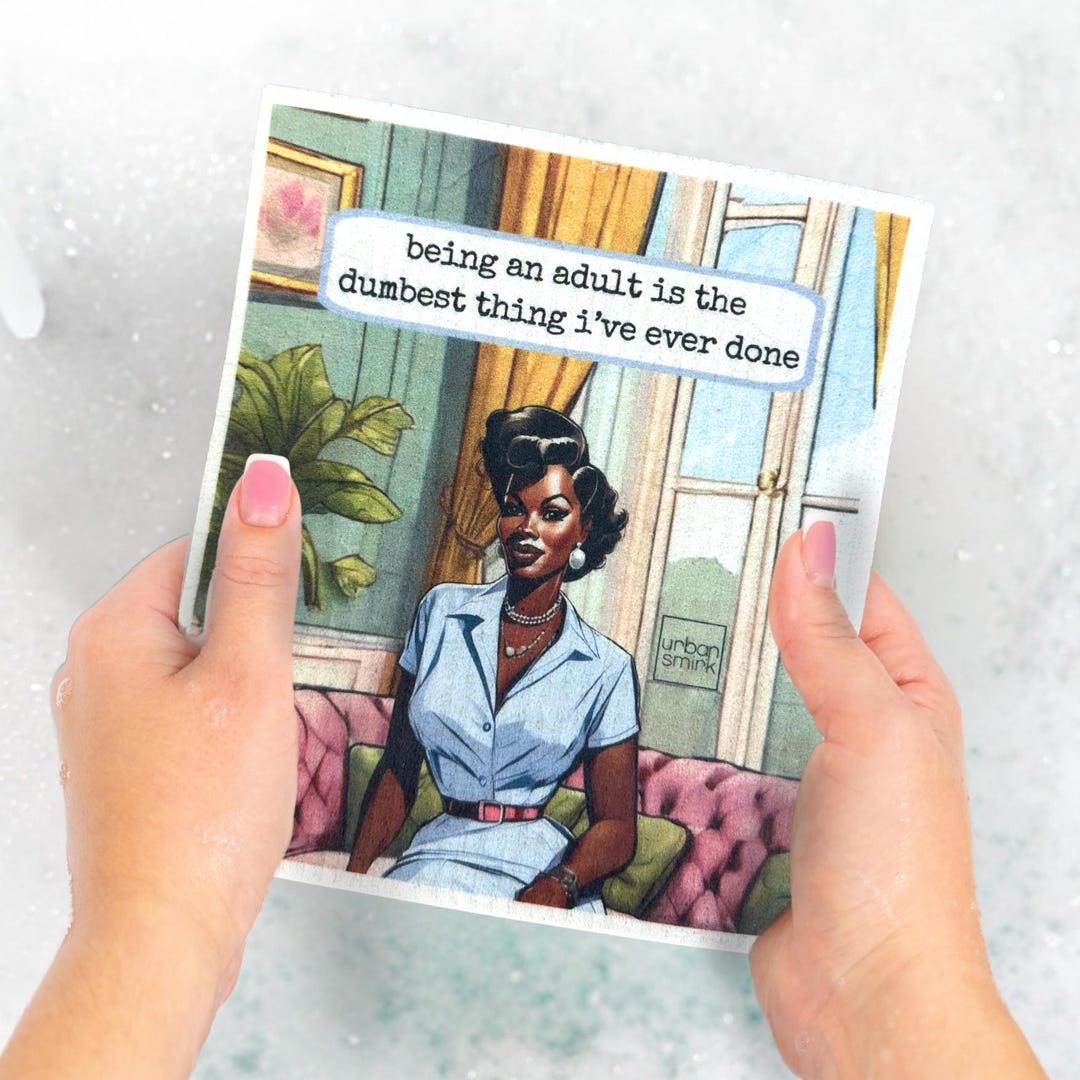 Funny Vintage Swedish Dishcloth : Being an Adult Black Diva - Etsy