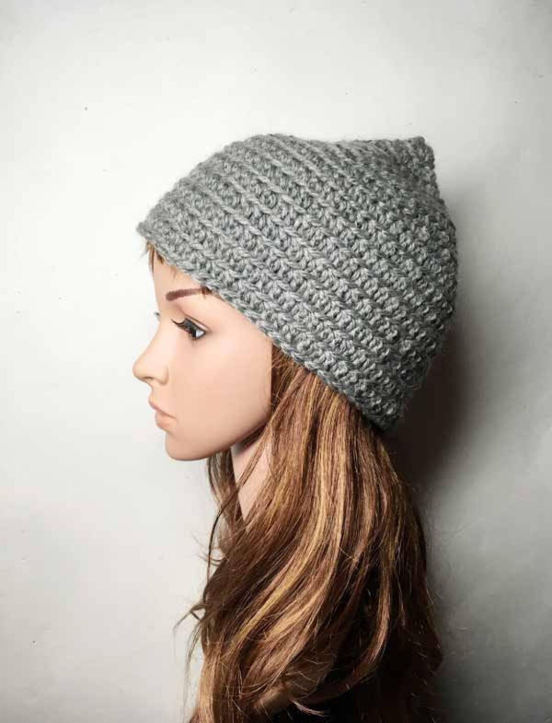 Grey ANNA Crocheted Hat Hand Made Crocheted Hat Grey Beanie Hat Woman ...