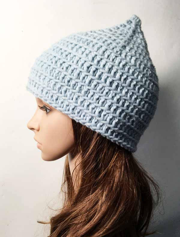 Ice Blue ANNA Crocheted Hat Hand Made Crocheted Hat Blue Beanie Hat ...