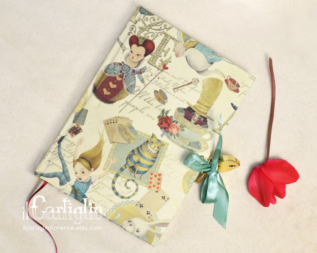 Alice in Wonderland Diary With Lock and Key, Handmade Journal - Etsy