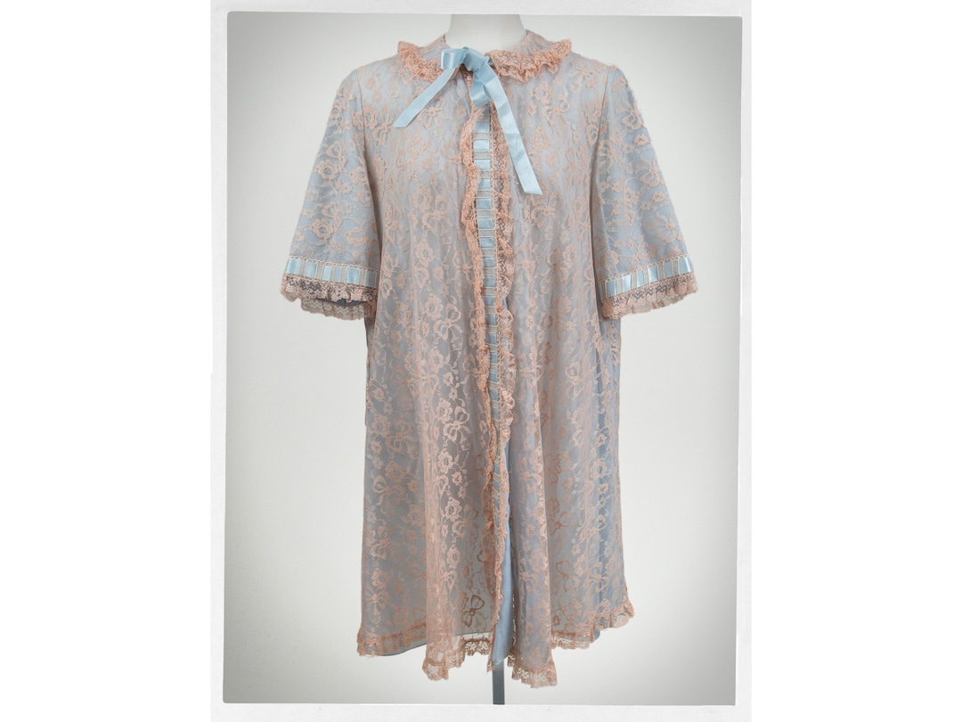 Retro 60s PEIGNOIR, 70s Chiffon Negligee, 50s ODETTE BARSA Robe ...