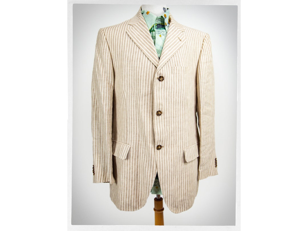 Vintage 90s Linen Jacket, Oxford Sport Jacket, Gentlemen's Fashion ...