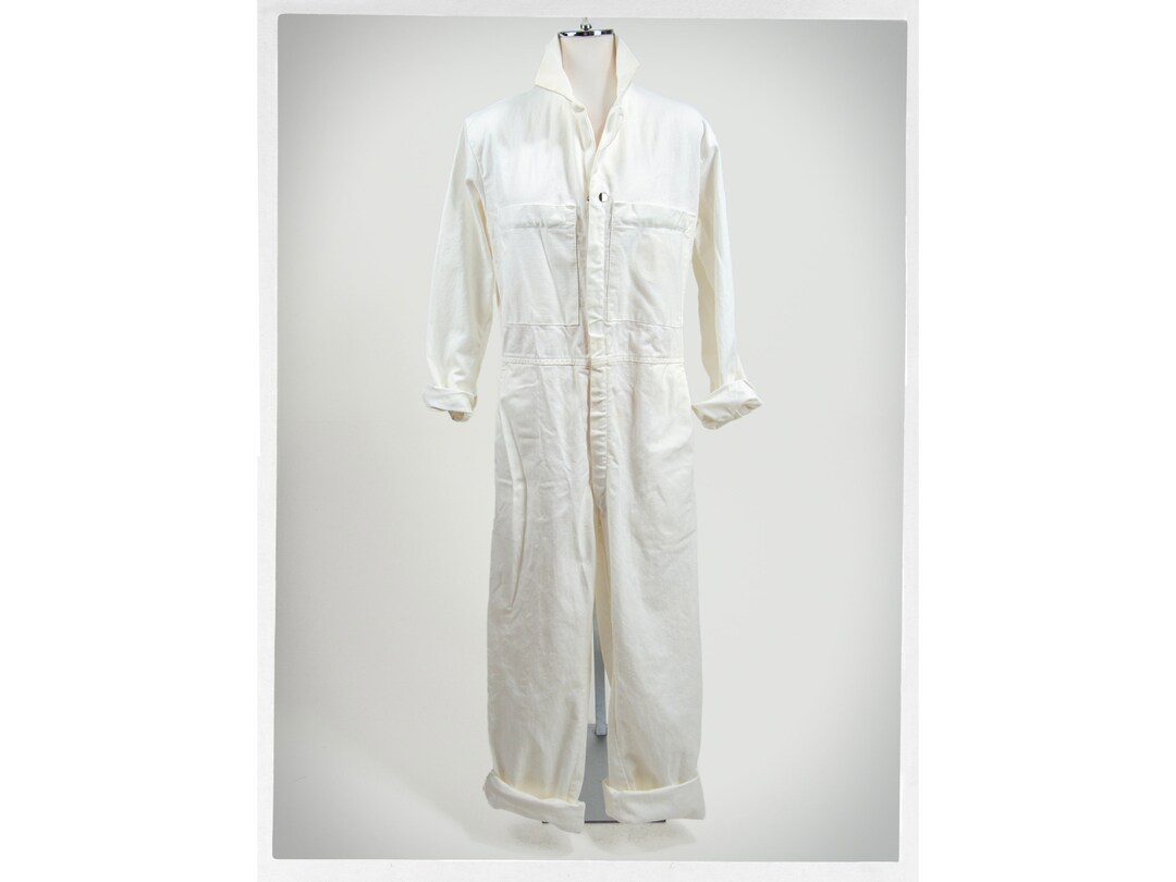 Vintage 90s Coveralls 90s White Denim Coveralls Mechanics - Etsy
