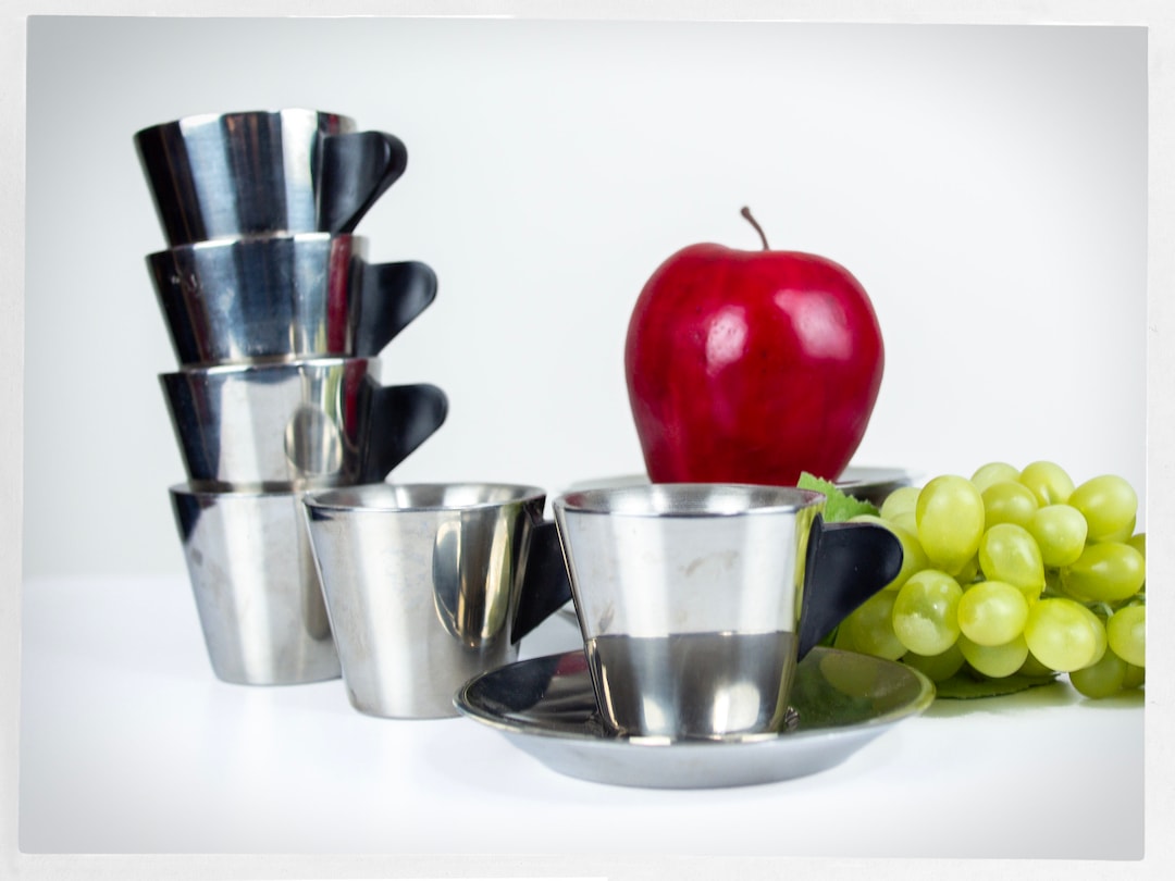 90s Espresso Cups, Michael Graves Style, Chrome Coffee Cups, Postmodern ...