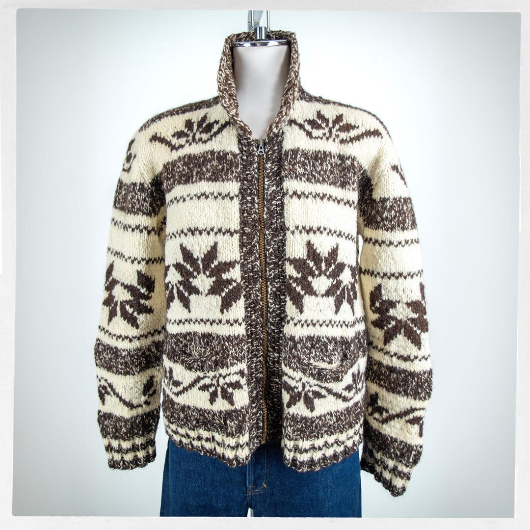 Hand Knit COWICHAN SWEATER, Handmade Wool Jumper, West Coast Sweater ...