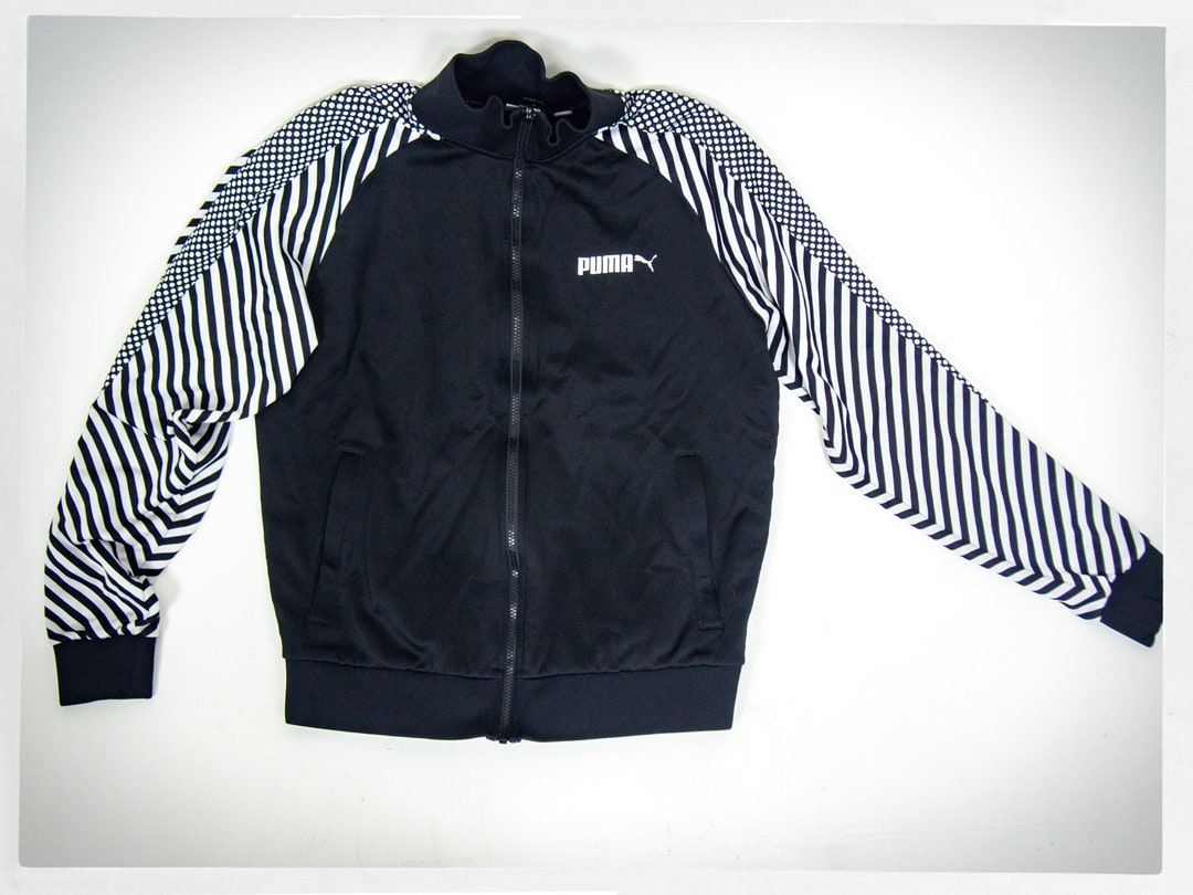 Retro PUMA Track Jacket, Black Stripe Track Jacket, Black Track Jacket ...