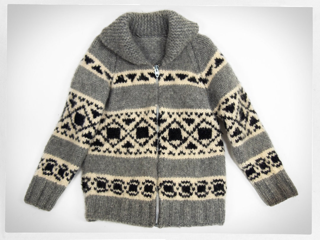 Hand Knit COWICHAN SWEATER, Handmade Wool Jumper, West Coast Sweater ...