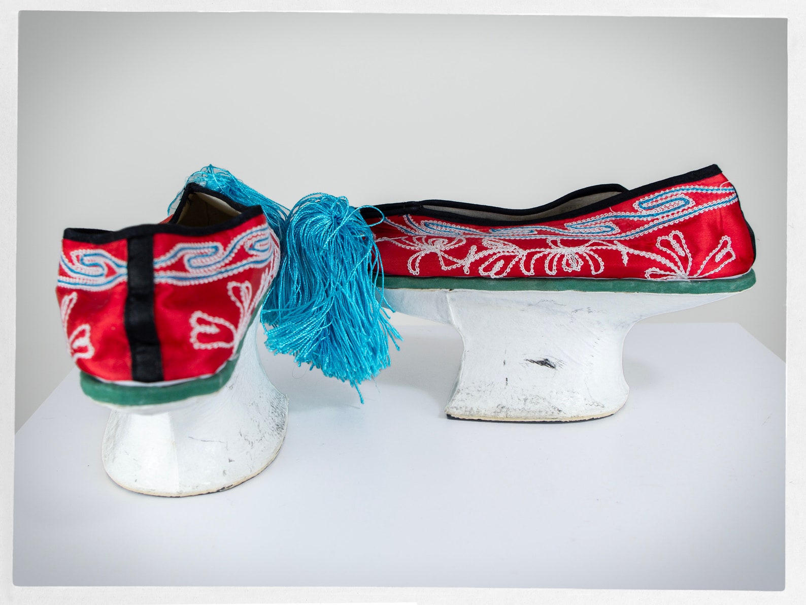 Antique Platform Satin Shoes, Platform Asian Shoes, Qing DYNASTY ...