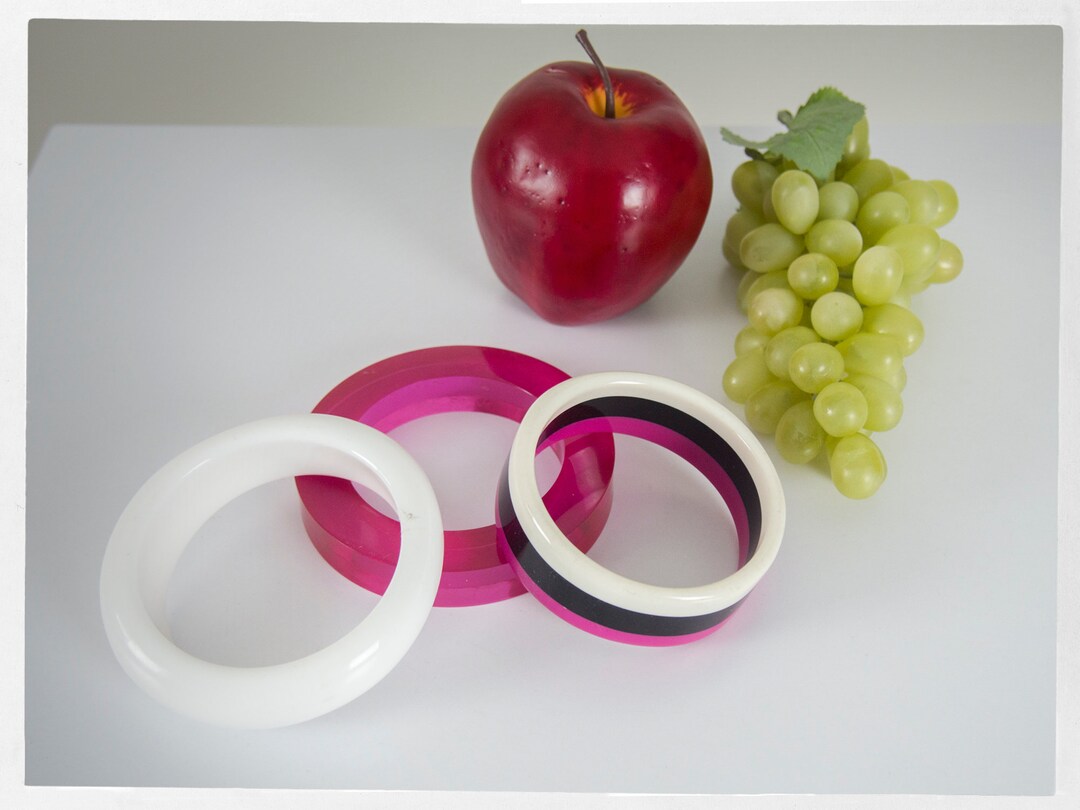 Vintage 80s Lucite Bangles, 90s Mid Century Modern Perspex Bangles ...