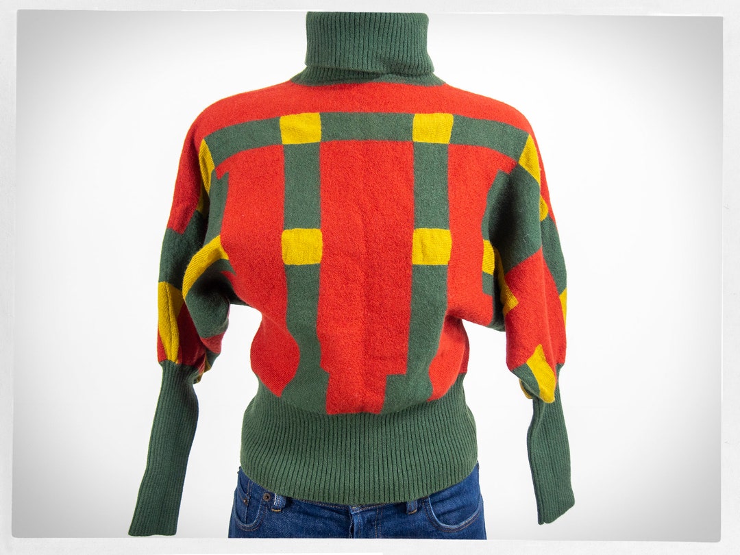 Retro 80s Sweater, New Wave Jumper, Wool Knit Sweater, Vintage Fashion ...