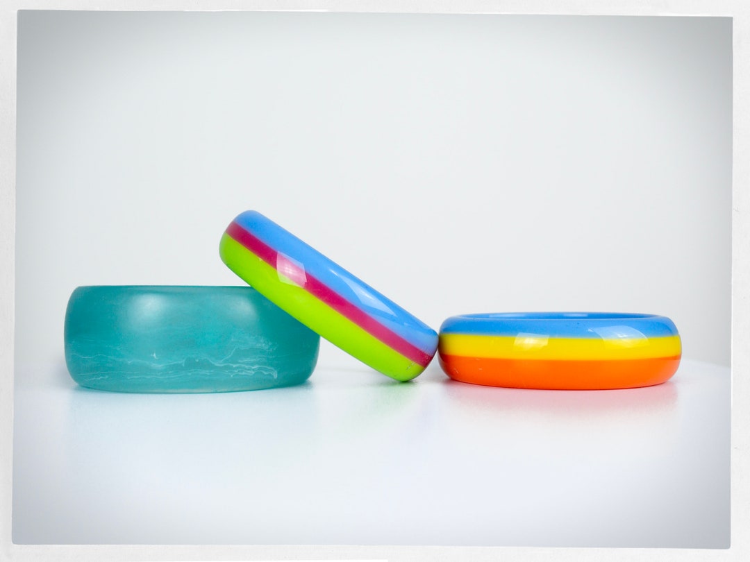 Retro90s Lucite Bangles, 90s Colourful Bangles, Retro 80s MOD Bracelets, Modern Lucite Cuffs ...