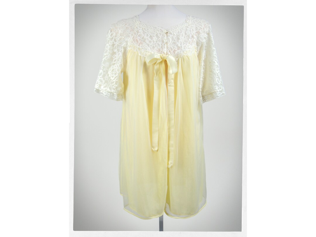 Vintage 60s PEIGNOIR, 60s Chiffon NEGLIGEE, 60s Nylon Sheer Nightie ...
