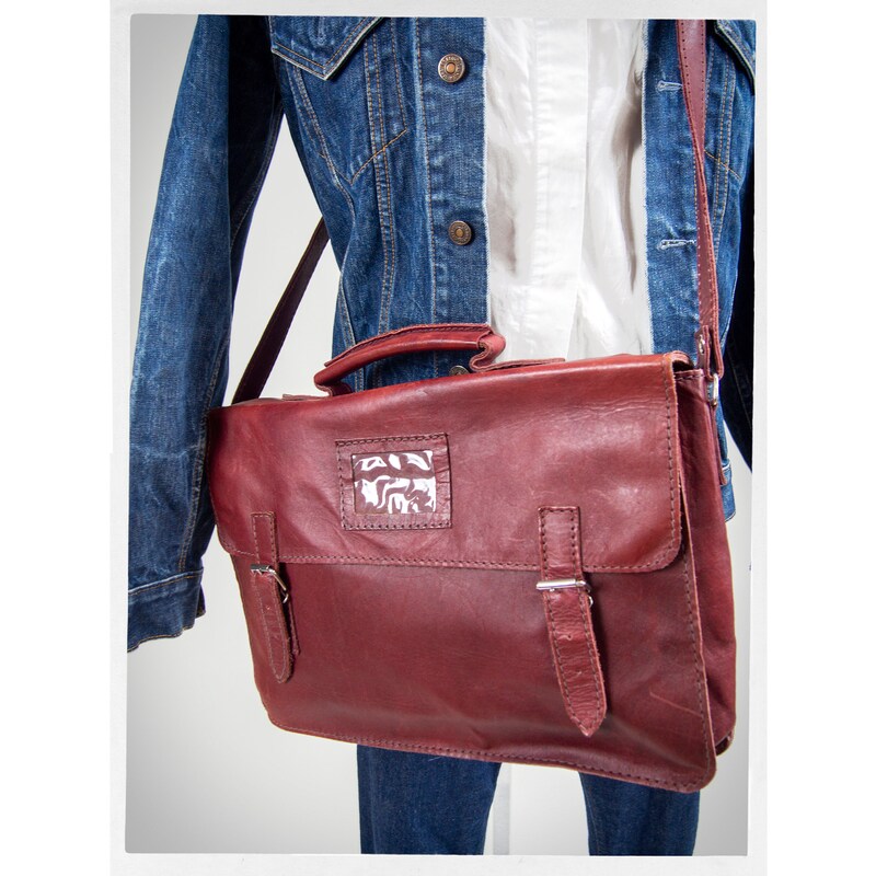 Red Leather Satchel - Etsy