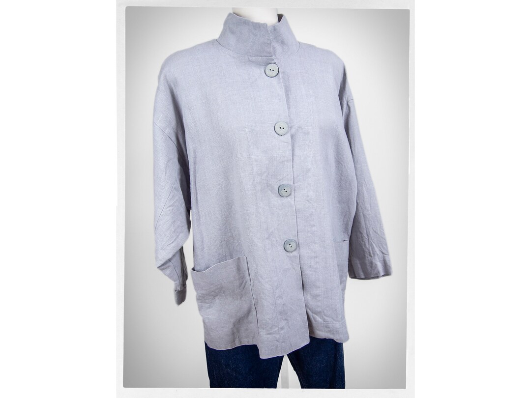Linen Chore Jacket, Made in IRELAND, Grey Linen Chore Jacket, Vintage ...