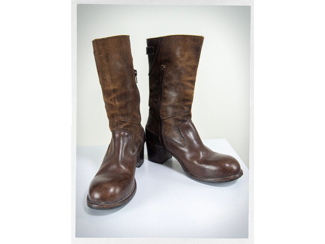 90s MOMA Boots, Boho Chic Fashion, Leather Calf Boots, Made in Italy ...