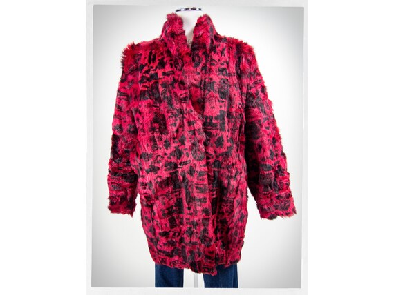 Vintage 90s Coat, 90s New Wave Coat, 80s Pink Abstrac… - Gem