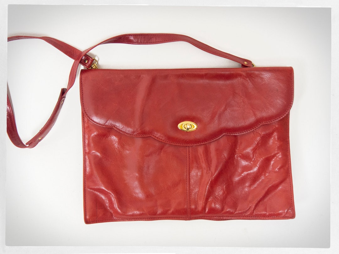 Retro 80s Satchel, 70s Red Leather Satchel, 80s Shoulder Bag, 90s ...