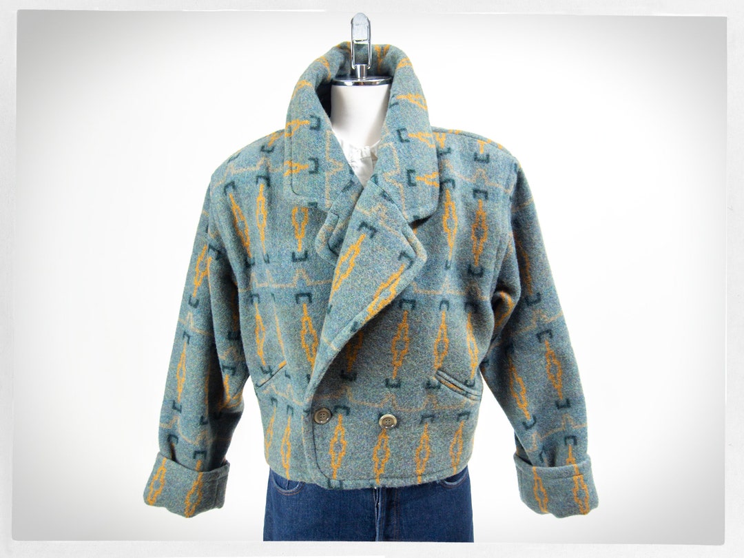 Vintage 80s Jacket, 80s Wool Jacket, 80s Blanket Coat, Vintage Fashion ...