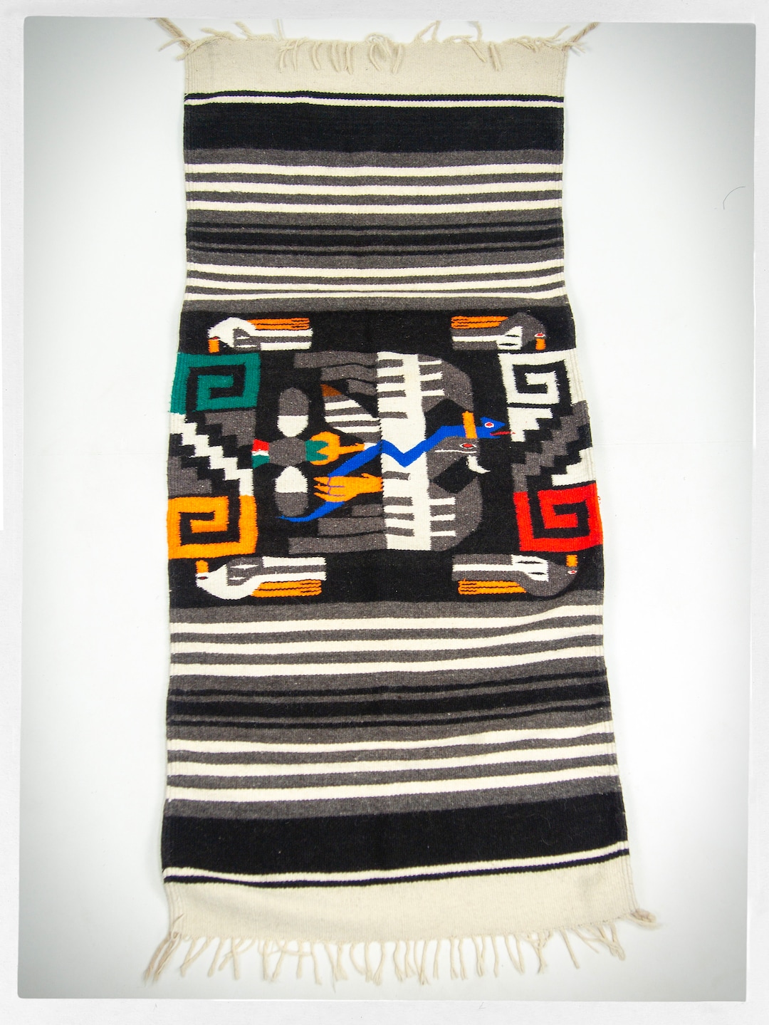 Retro 60s Mexican Serape, Mexican Serape Blanket, Vintage Wool Mexican ...