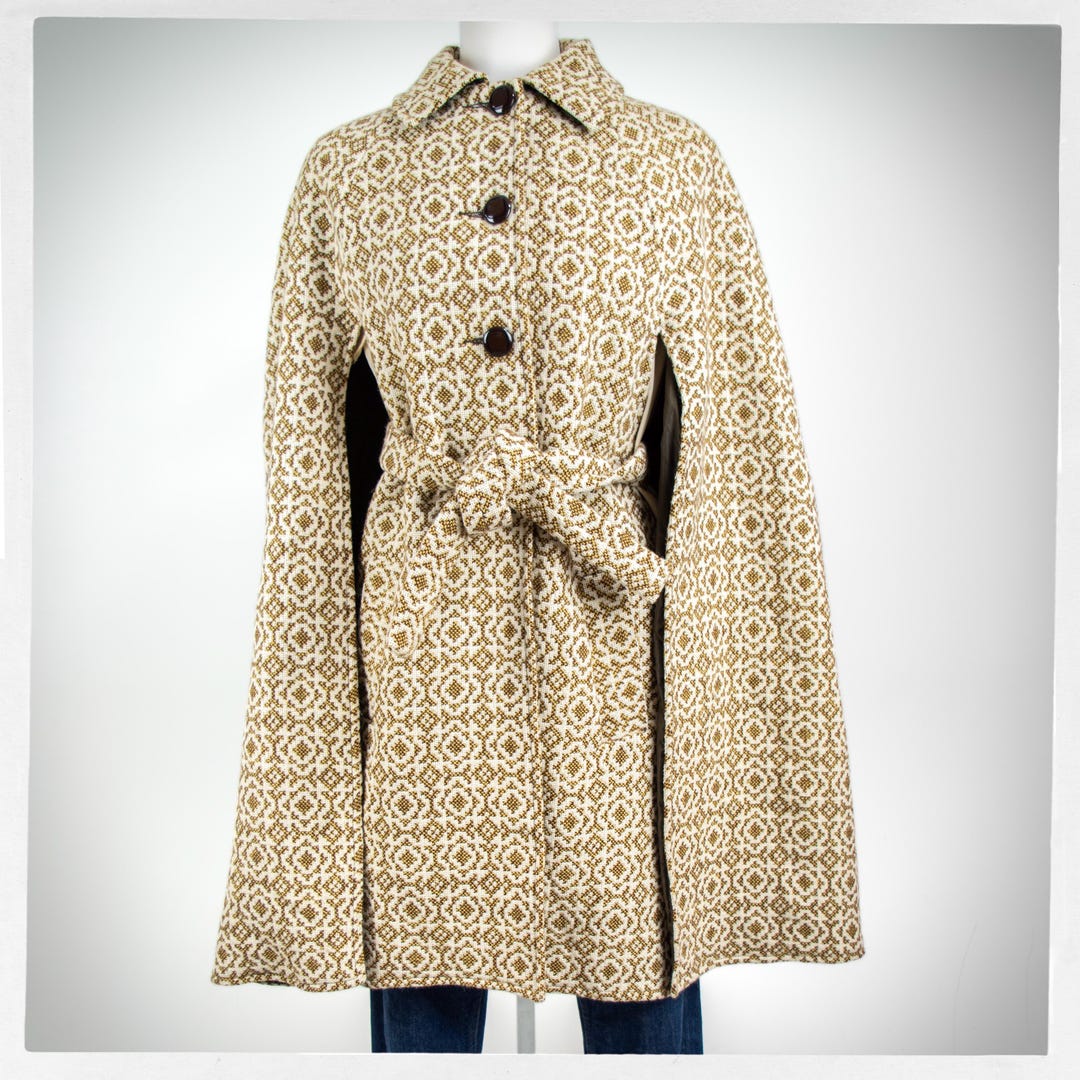 Retro 70s Cape Coat, 80s Welsh Tapestry Coat, Vintage Fashion, 80s Wool ...