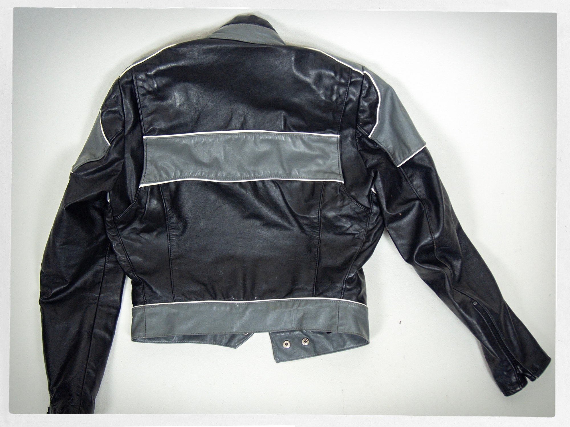 Retro 80s Motorcycle Jacket, 70s Leather Cafe Racer Jacket, Mod Moto ...