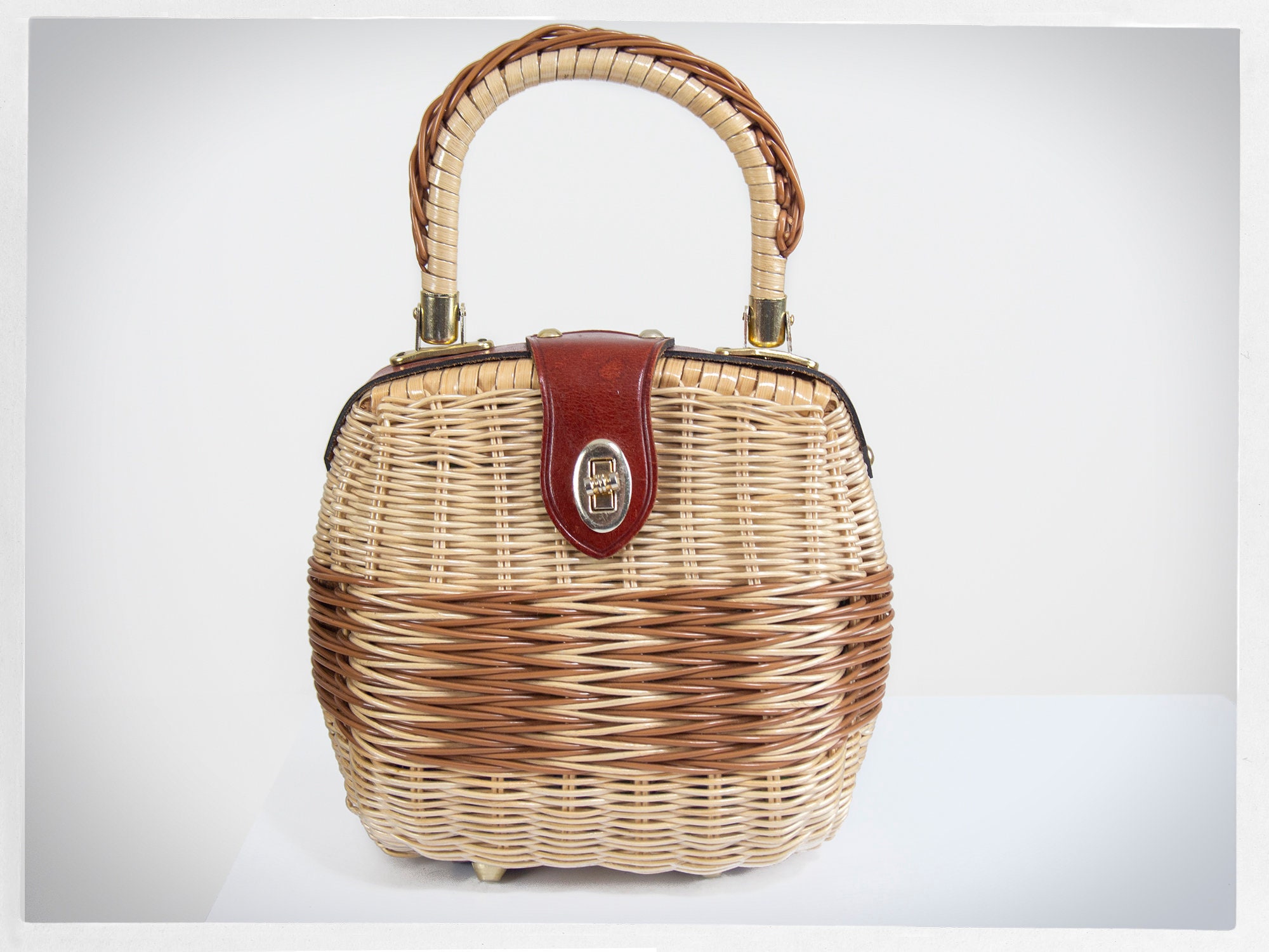 Vintage 60s Wicker Purse Top Handle Purse 60s Wicker Purse | Etsy