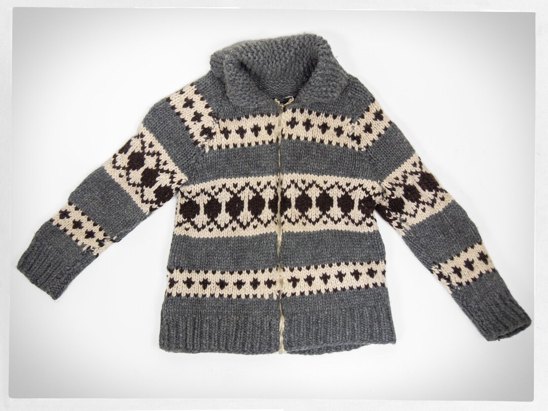 Hand Knit COWICHAN SWEATER, Handmade Wool Jumper, West Coast Sweater ...