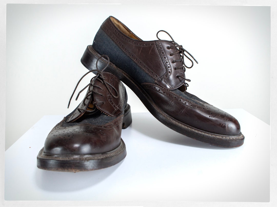 Vintage 90s Wing Tip Shoes, Designer Men's Shoes, SALVATORE FERRAGAMO ...