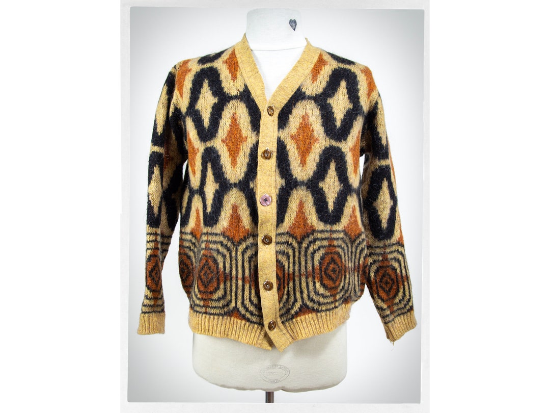 70s Knit Men's Cardigan Mohair Cardigan Mens Knit - Etsy