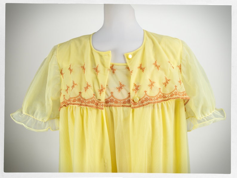 Vintage 60s Nightie Set, 60s NEGLIGEE Set, 60s Nylon Chiffon Nightie ...