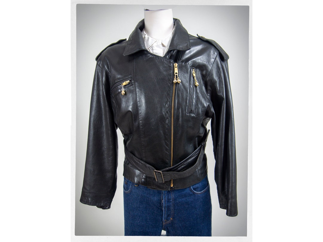 90s Black Leather Jacket, Disco Jacket, Vintage Fashion, Rocker Jacket ...