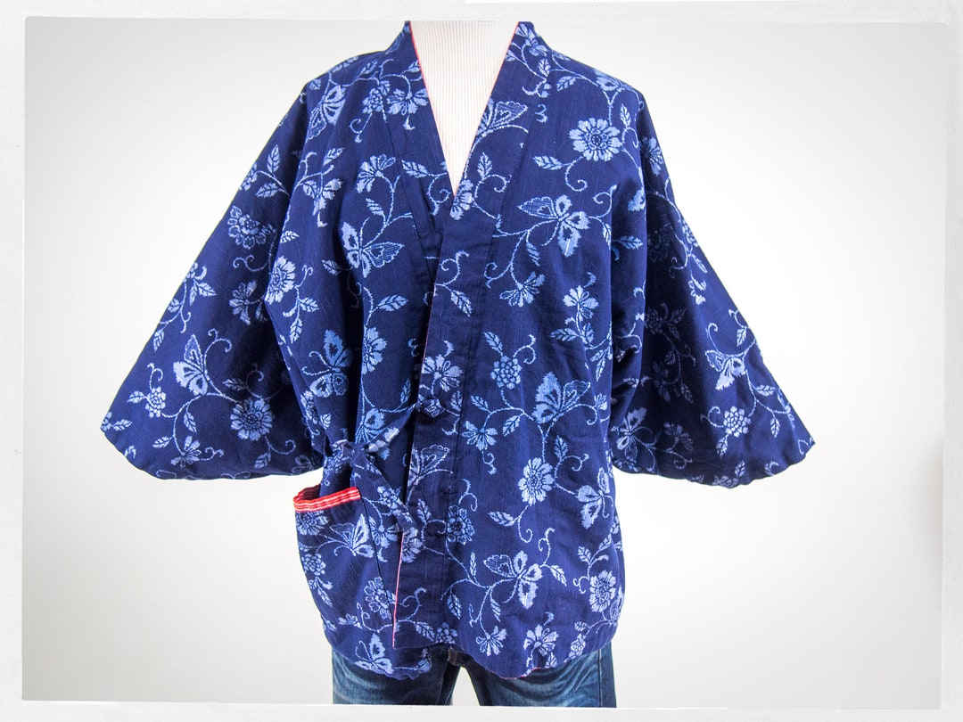 Vintage Kimono, Cotton Half Kimono, Cotton Haori, Japanese Robe, Cotton ...