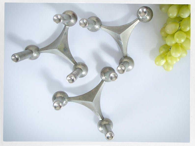 Mid Century Decor, 70s Atomic Candleholders, Chrome Stacking Candles ...