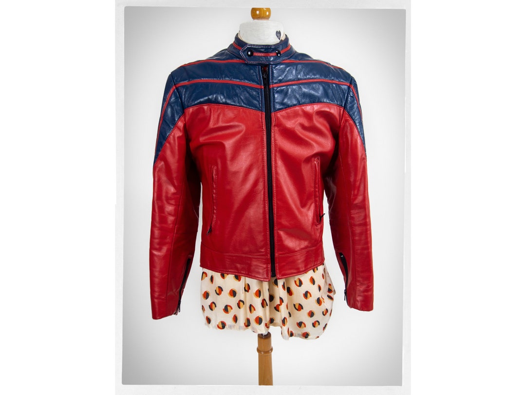 Retro 80s Motorcycle Jacket, Cafe Racer Jacket, 80s Racing Motorcycle ...