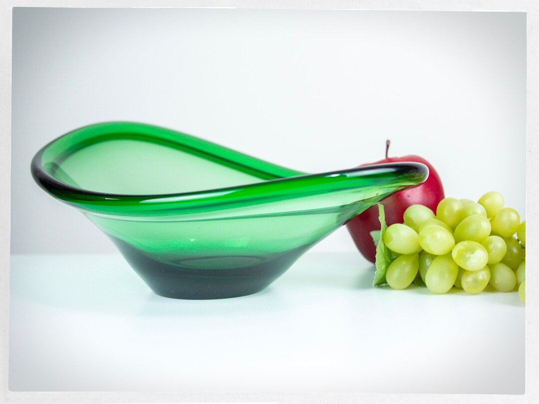 Vintage 70s ART GLASS Bowl, Modern Glass Bowl, Mid Century Modern Decor ...