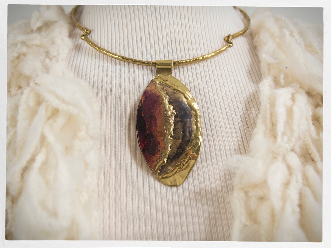 Retro 70s Choker, Mid Century Choker, Bronze Brutalist Choker, Abstract ...