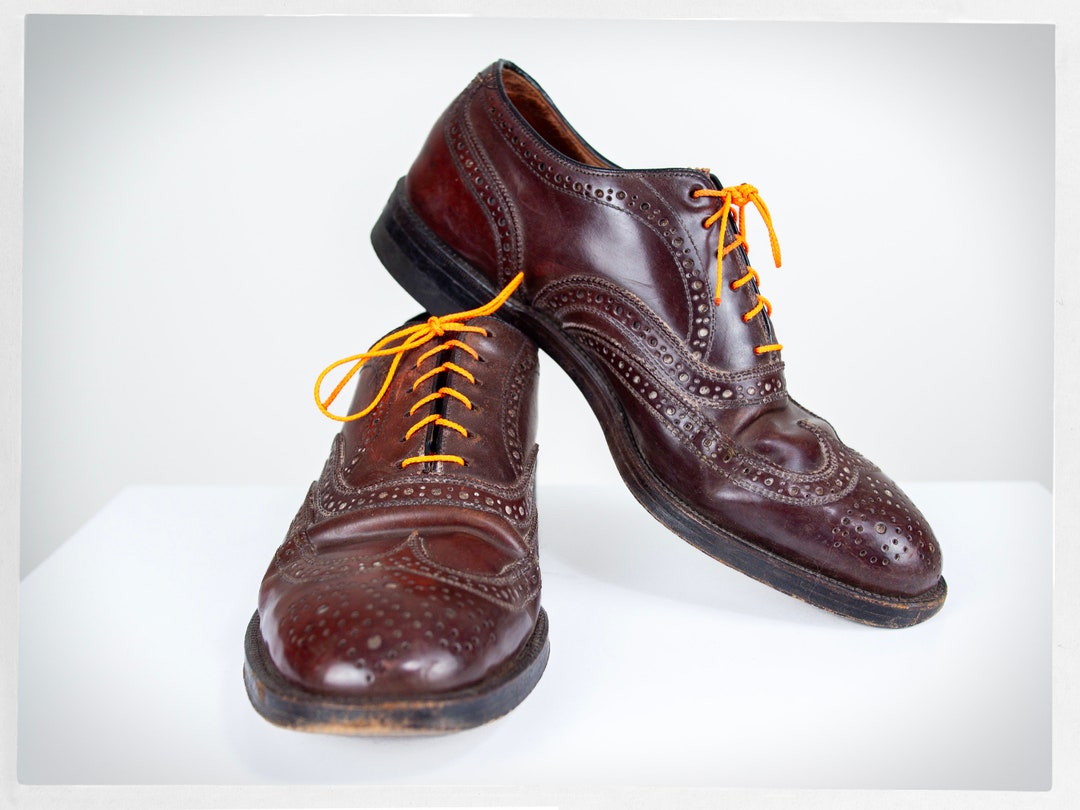 Vintage 60s Shoes, Leather Brogues, Wingtip Brogue Shoes, FRENCH ...