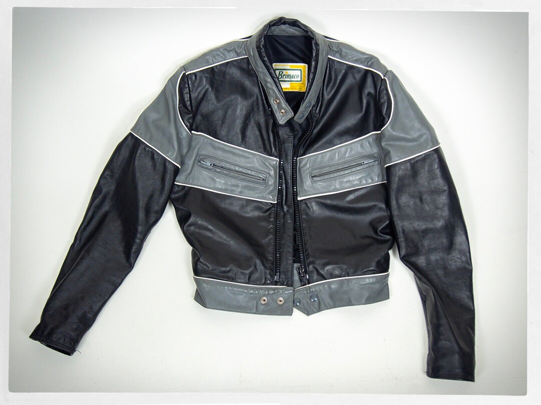 Retro 80s Motorcycle Jacket, 70s Leather Cafe Racer Jacket, Mod Moto ...