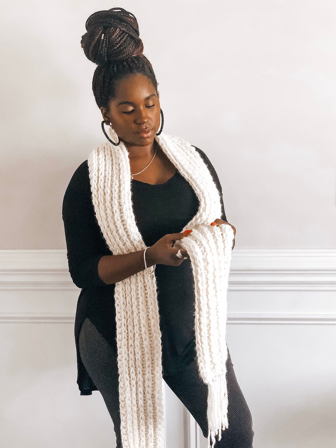 Giant Crochet Scarf Fringe Oversized Scarf Large Winter Scarf Extra ...