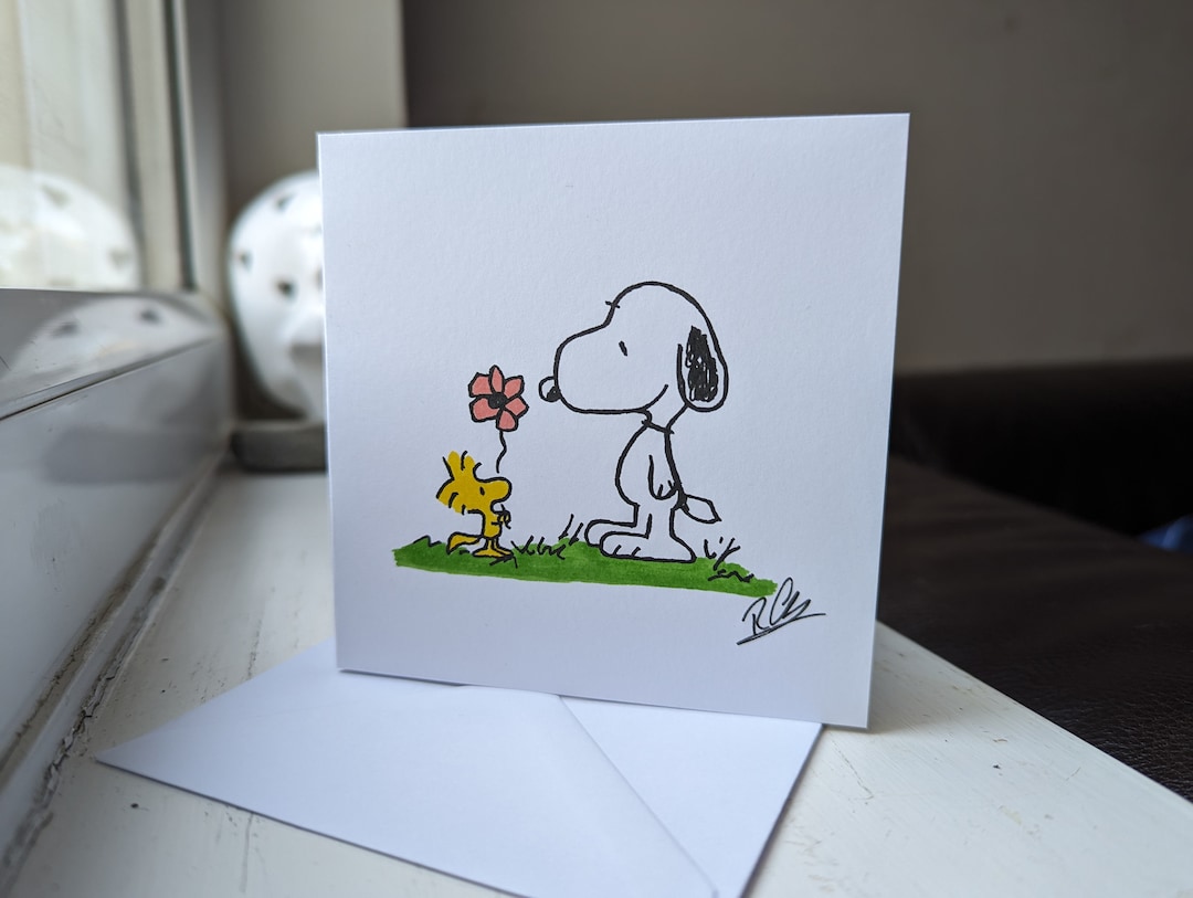 Hand Drawn Snoopy and Woodstock Card Birthday Handmade Cute Wedding ...