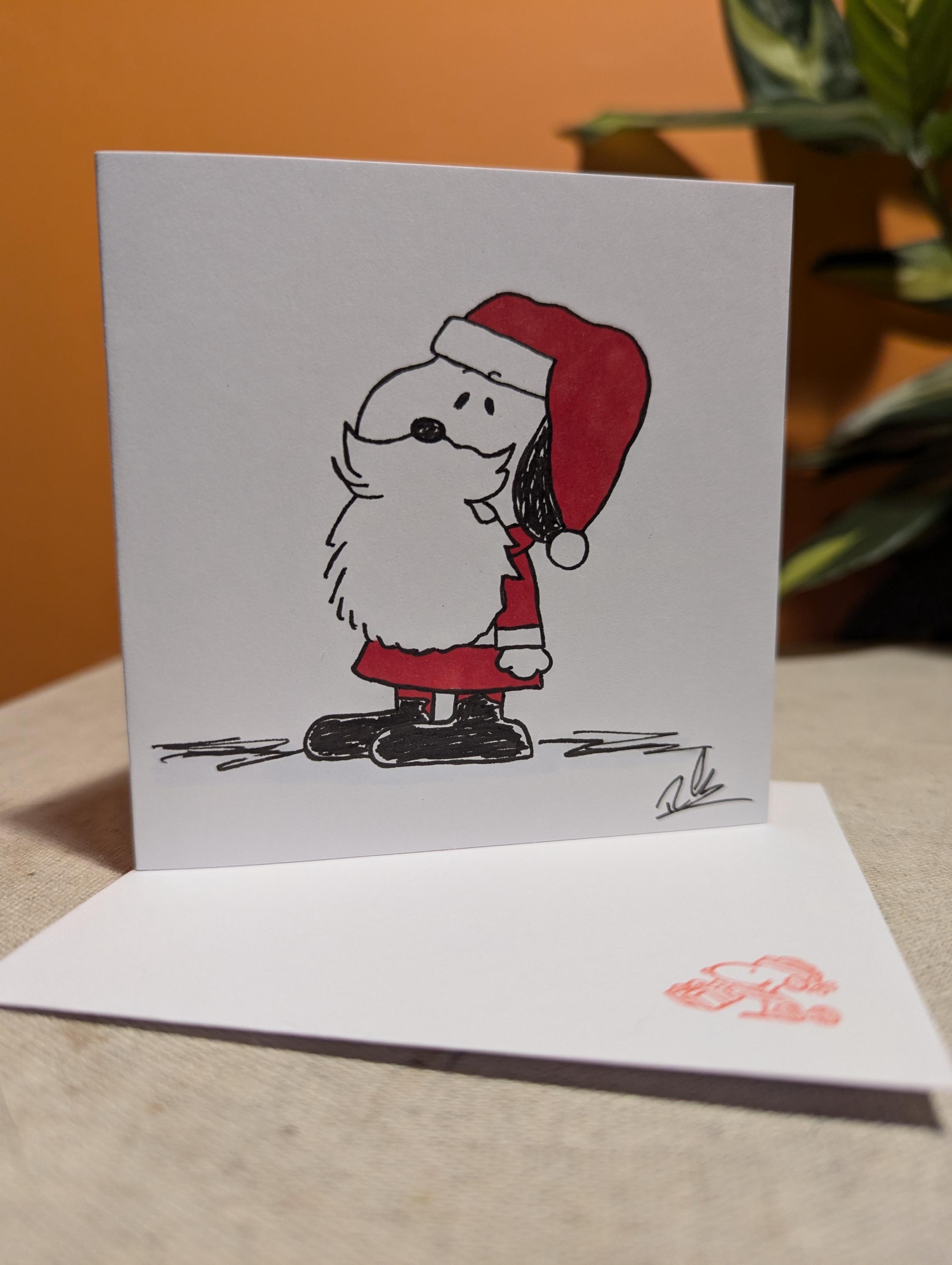 Hand Drawn Father Christmas Snoopy Inspired Santa Card - Xmas ...