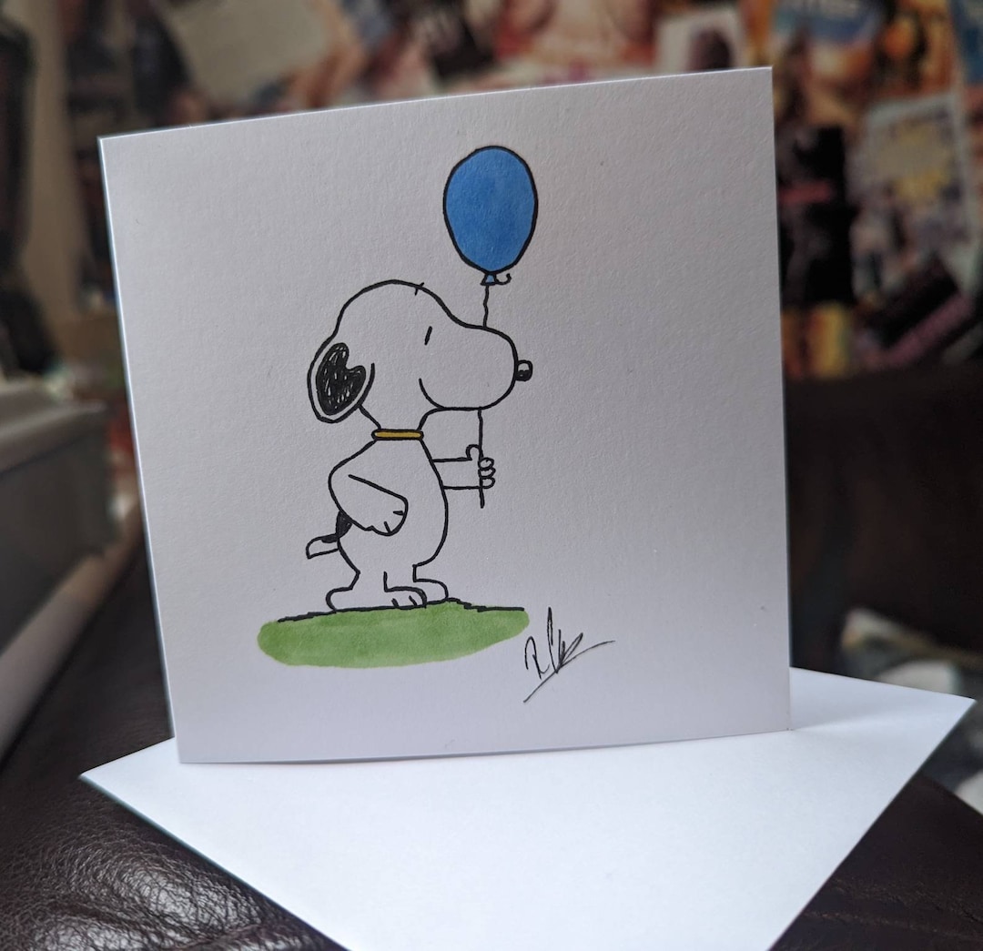 Hand Drawn Snoopy Inspired Birthday Card - Celebration - Handmade ...