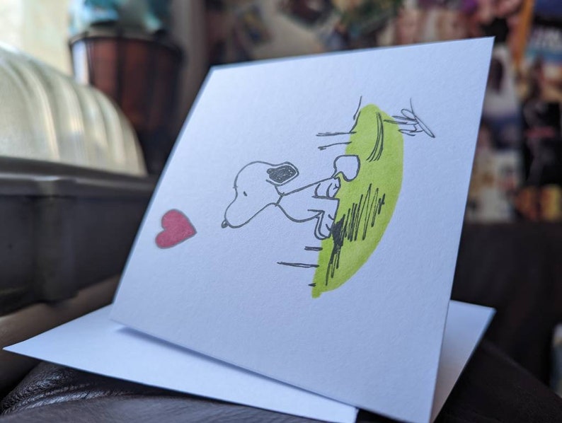 Hand Drawn Snoopy Inspired Card - Birthday - Sympathy - Wedding ...