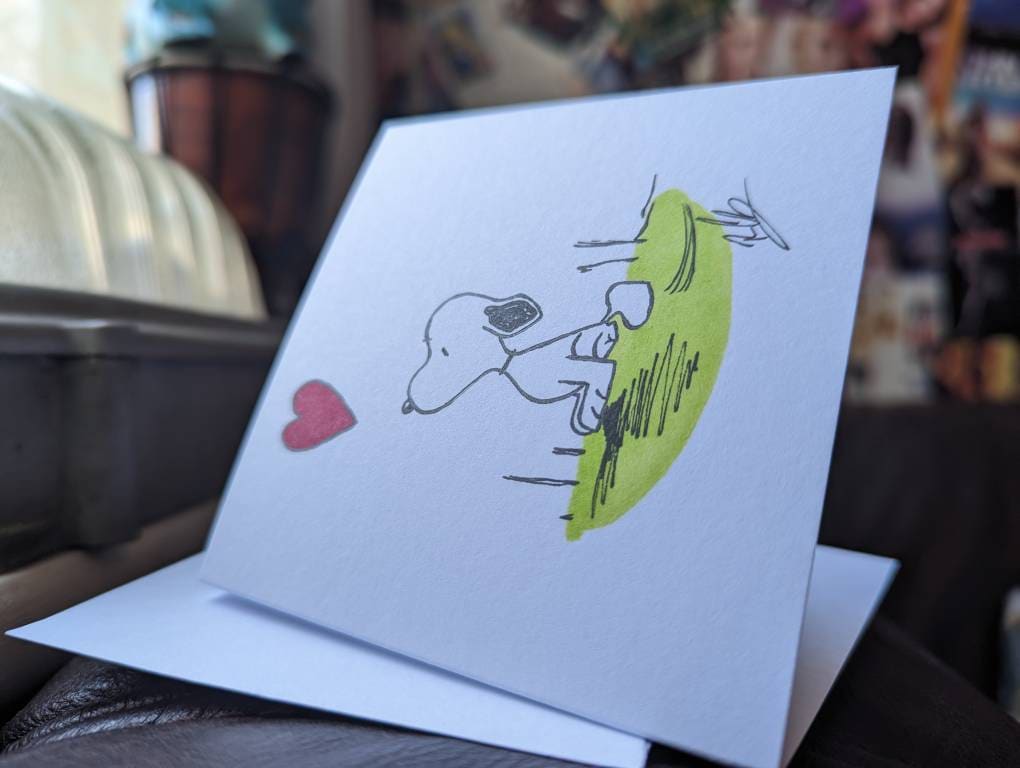 Hand Drawn Snoopy Card Celebration Birthday Sympathy Wedding Engagement ...