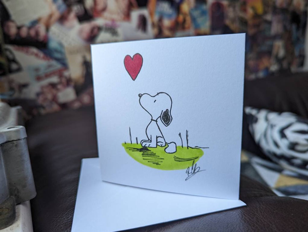 Hand Drawn Snoopy Inspired Card - Birthday - Sympathy - Wedding - Engagement - Mother's Day ...