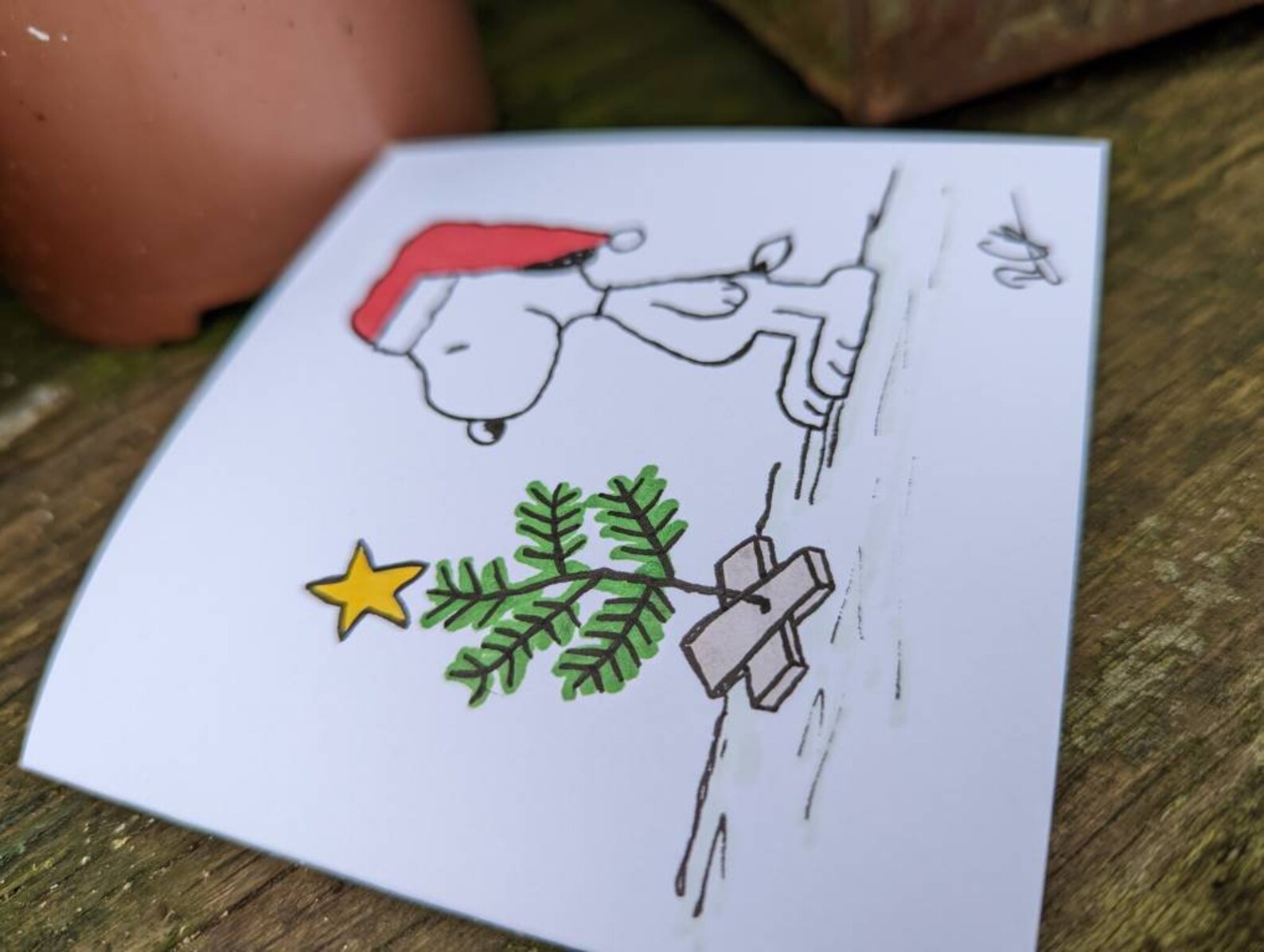 Christmas Dog & Tree Card | Original Hand-drawn Festive Holiday ...