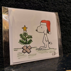 Christmas Dog & Tree Card | Original Hand-drawn Festive Holiday ...