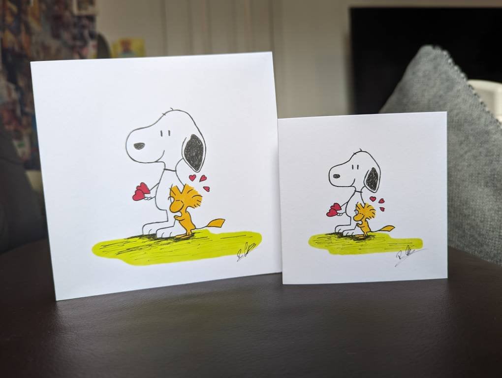 Hand Drawn Snoopy and Woodstock Card Birthday Handmade Cute Wedding ...
