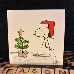 Christmas Dog & Tree Card | Original Hand-drawn Festive Holiday ...