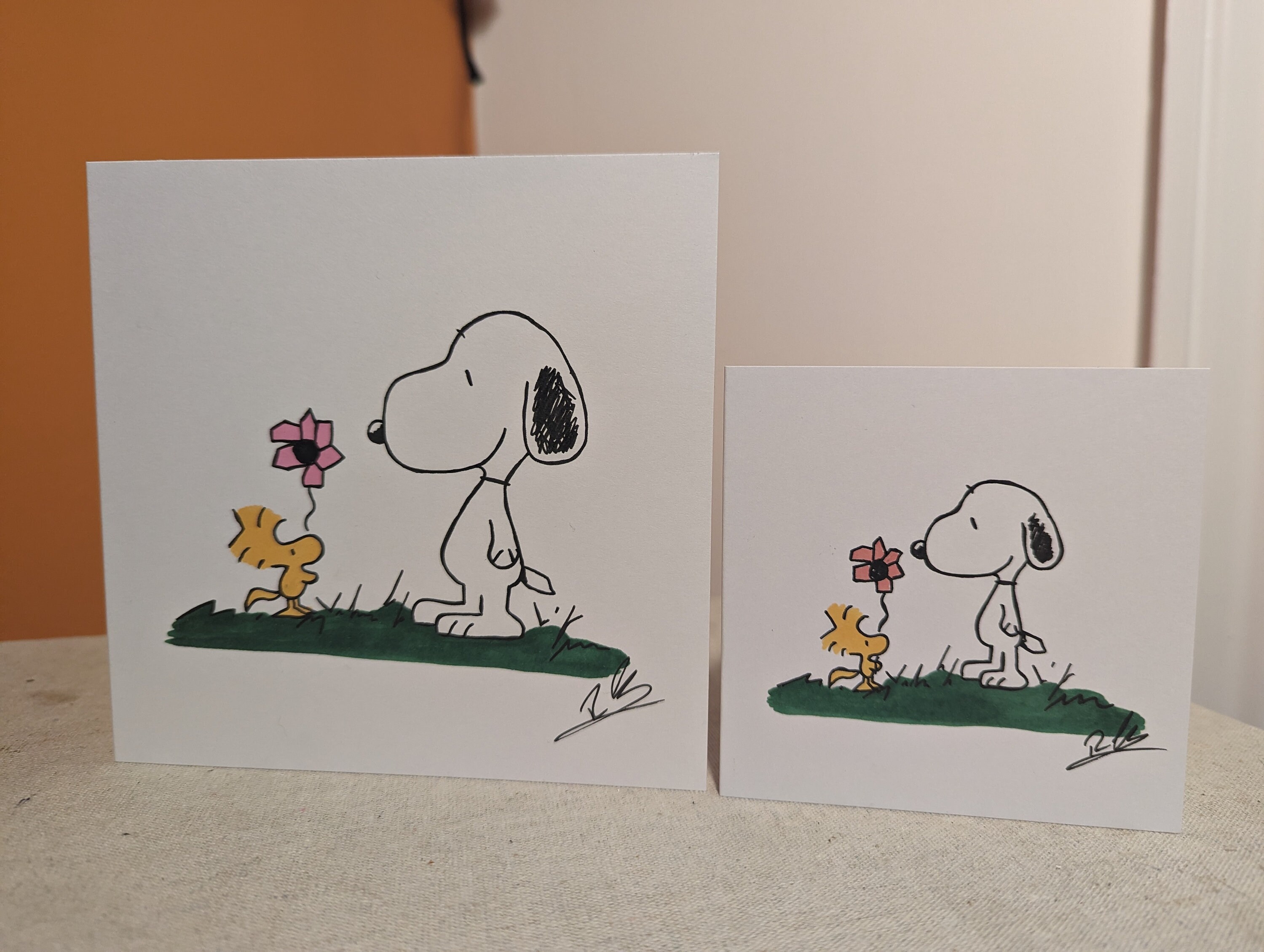 Hand Drawn Snoopy and Woodstock Card Birthday Handmade Cute Wedding ...
